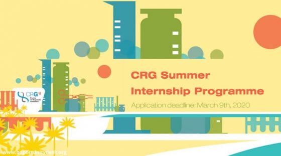 Center for Genomic Regulation (CRG) Summer Internship Program 2020 for Undergraduate and Masters ...