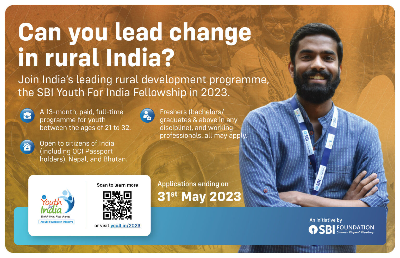 SBI Youth for India Fellowship 2023 for Citizens of India, Nepal and ...