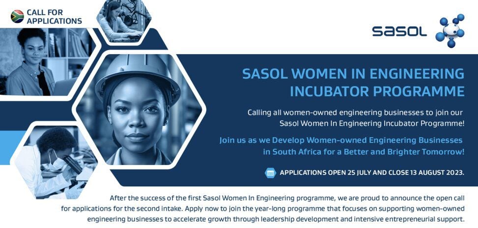 Sasol Women in Engineering Incubator Programme 2023 – Opportunity Desk