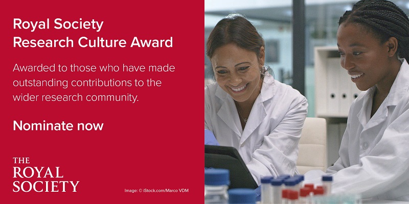 Royal Society Research Culture Award 2024 (£2,000 prize) – Opportunity Desk