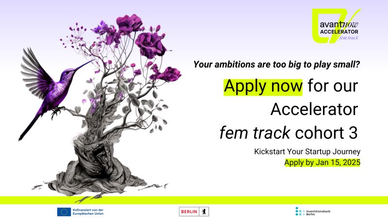 Avant Now Accelerator Fem Track Program 2025 (up to €105,000 ...