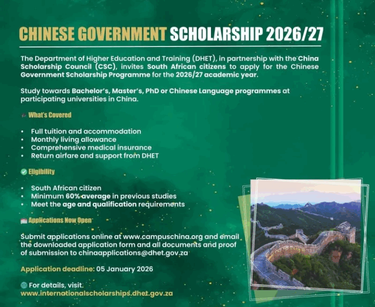 Chinese Government Scholarship 2026/2027 for South Africans ...