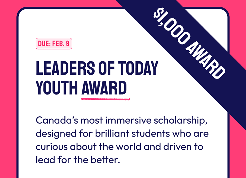 Leaders of Tomorrow Award 2026 (up to $1,000) – Opportunity Desk