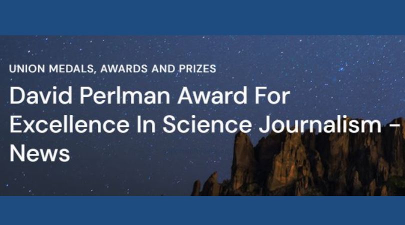 David Perlman Award for Excellence in Science Journalism—News 2026 ...