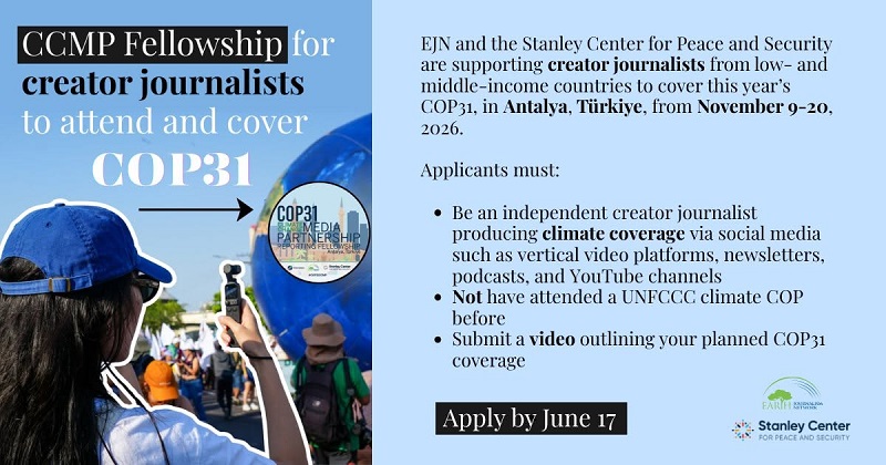 EJN COP31 Climate Change Media Partnership Reporting Fellowship 2026 ...